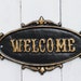 Jet Black WELCOME Sign Plaque-rustic Cast Iron - Old Fashioned-front ...