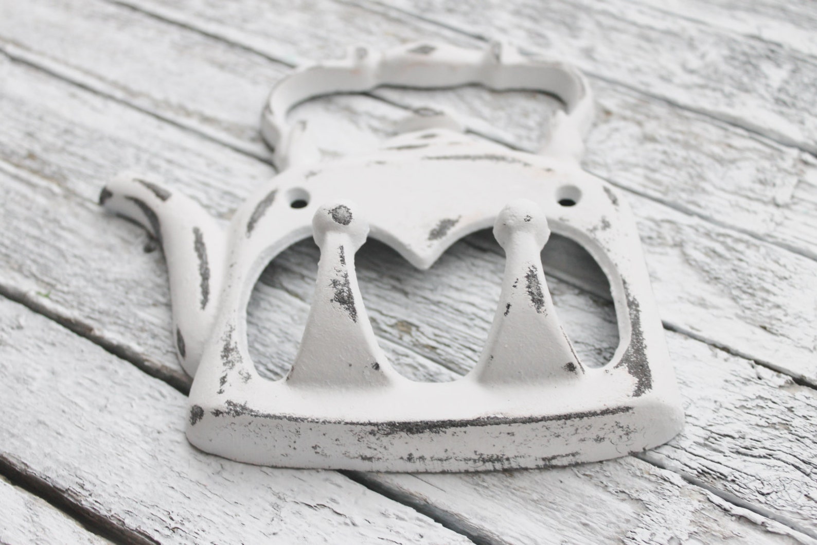 Metal Cast Iron Shabby White Tea Pot Hook Kettle Apron Towel - Etsy