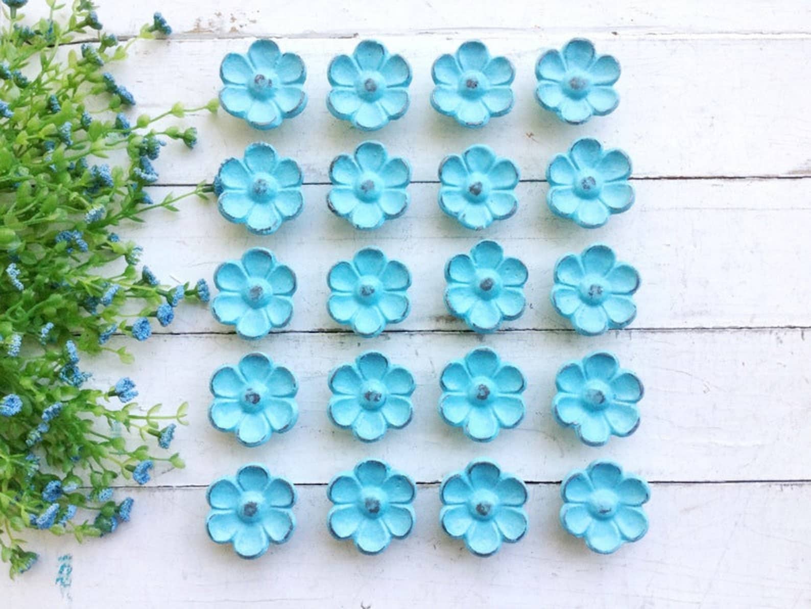 Metal Light Pink Flower Knobs , Shabby Chic Dresser Drawer Pulls Knob ...