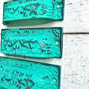 Rustic Cast Iron Distressed Cup Handle -drawer Pulls in Ocean Teal ...