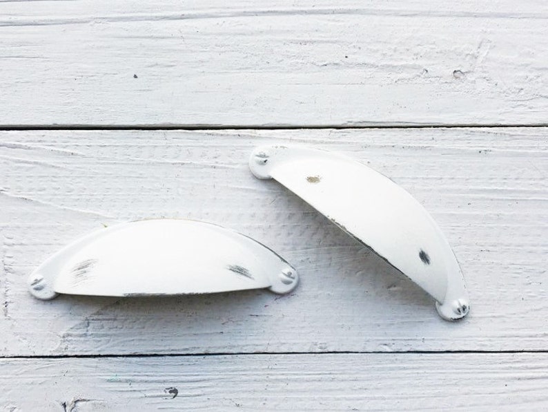 Traditional Cup Handles , 2.5 " Shabby Chic Cupboard Drawer Pulls,white ...