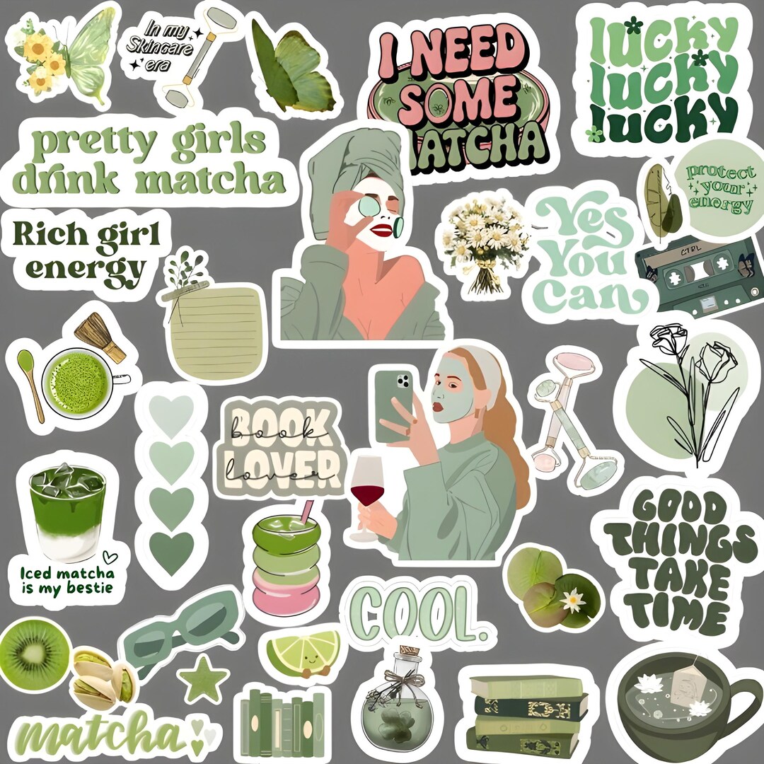 Matcha Green Sticker Pack | Digital Journaling, Planner (PNG) - Etsy