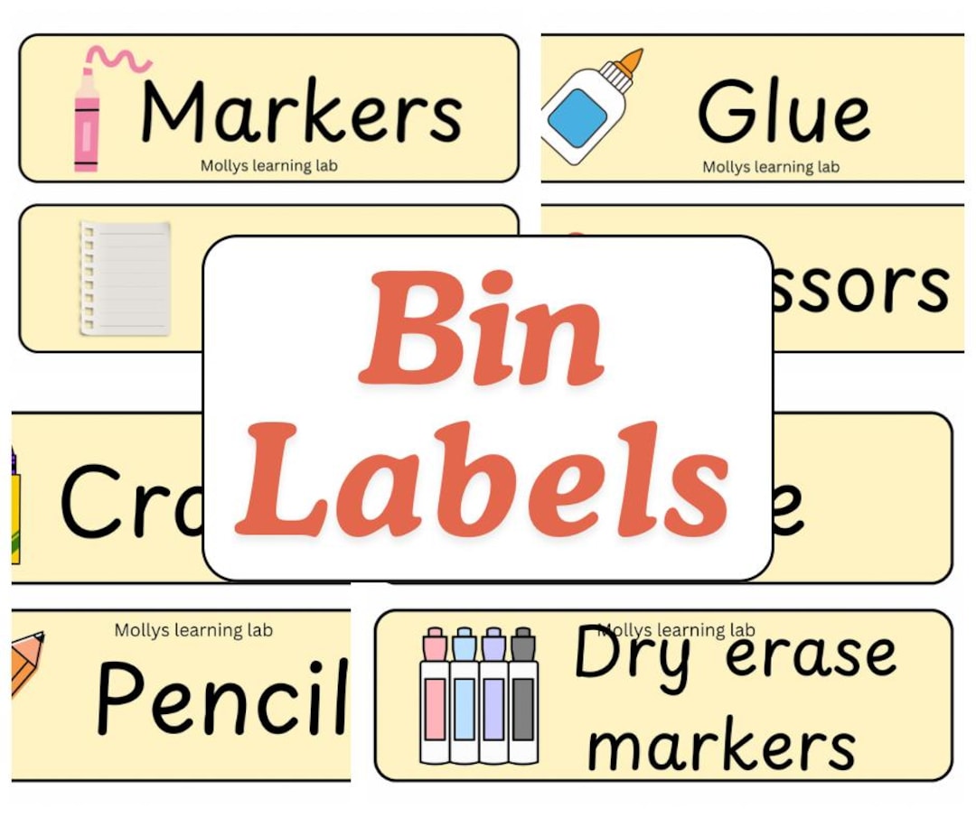 Classroom Bin Labels for Teachers – Pastel Supply Labels for ...