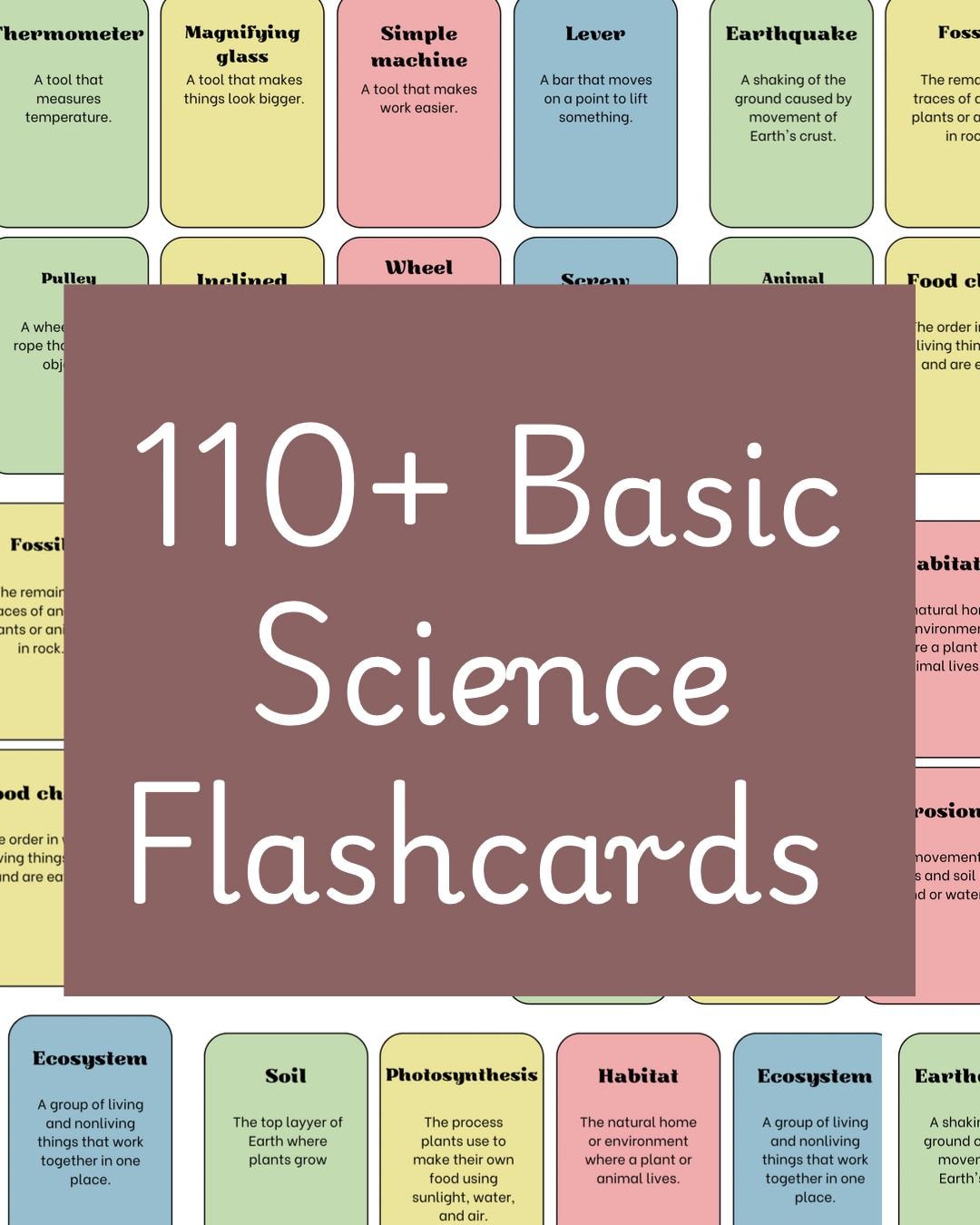 110+ Basic Science Flashcards for Kids | Printable Elementary Science ...