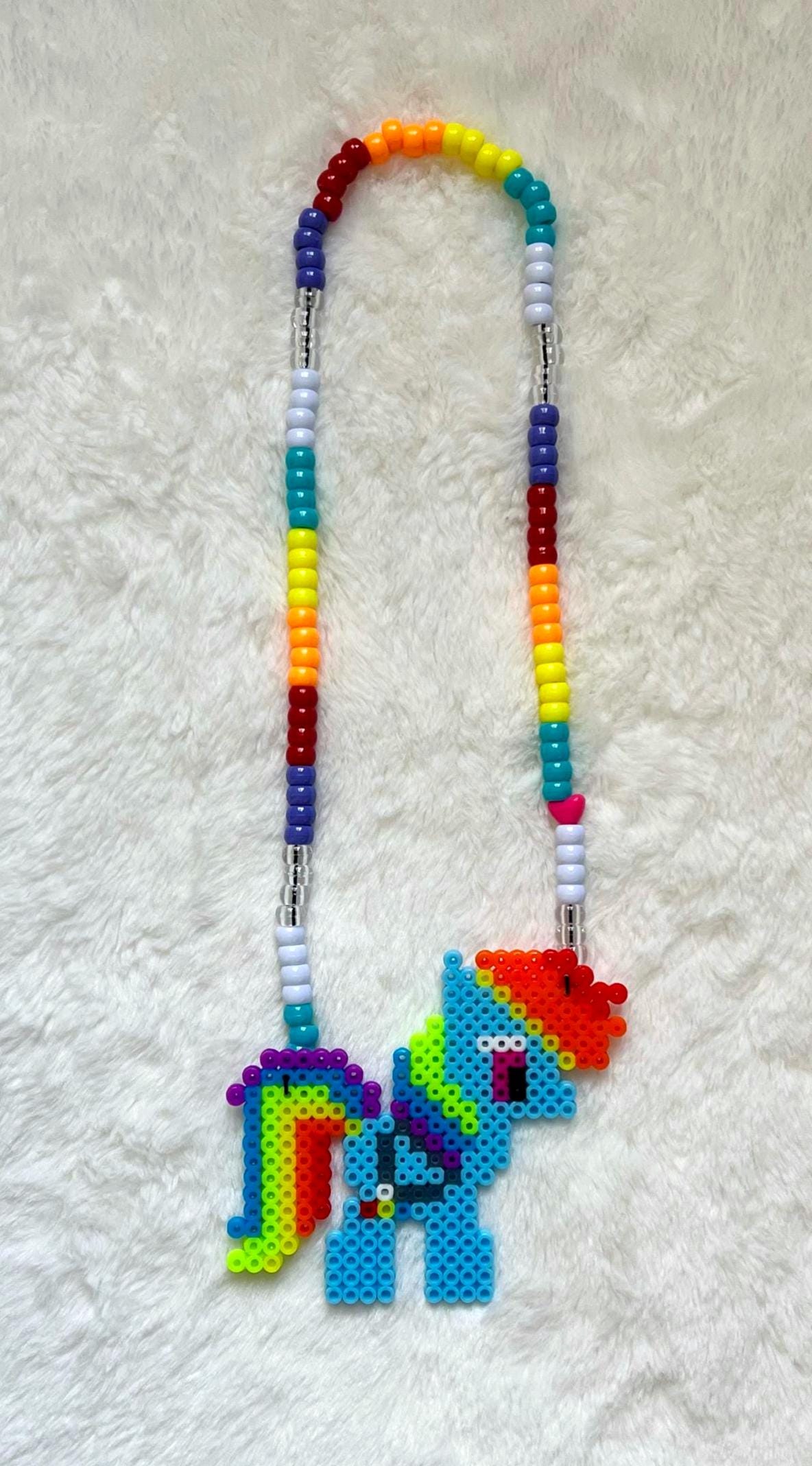 My Little Pony Perler Bead Necklace: Handmade Kandi MLP Charm - Etsy
