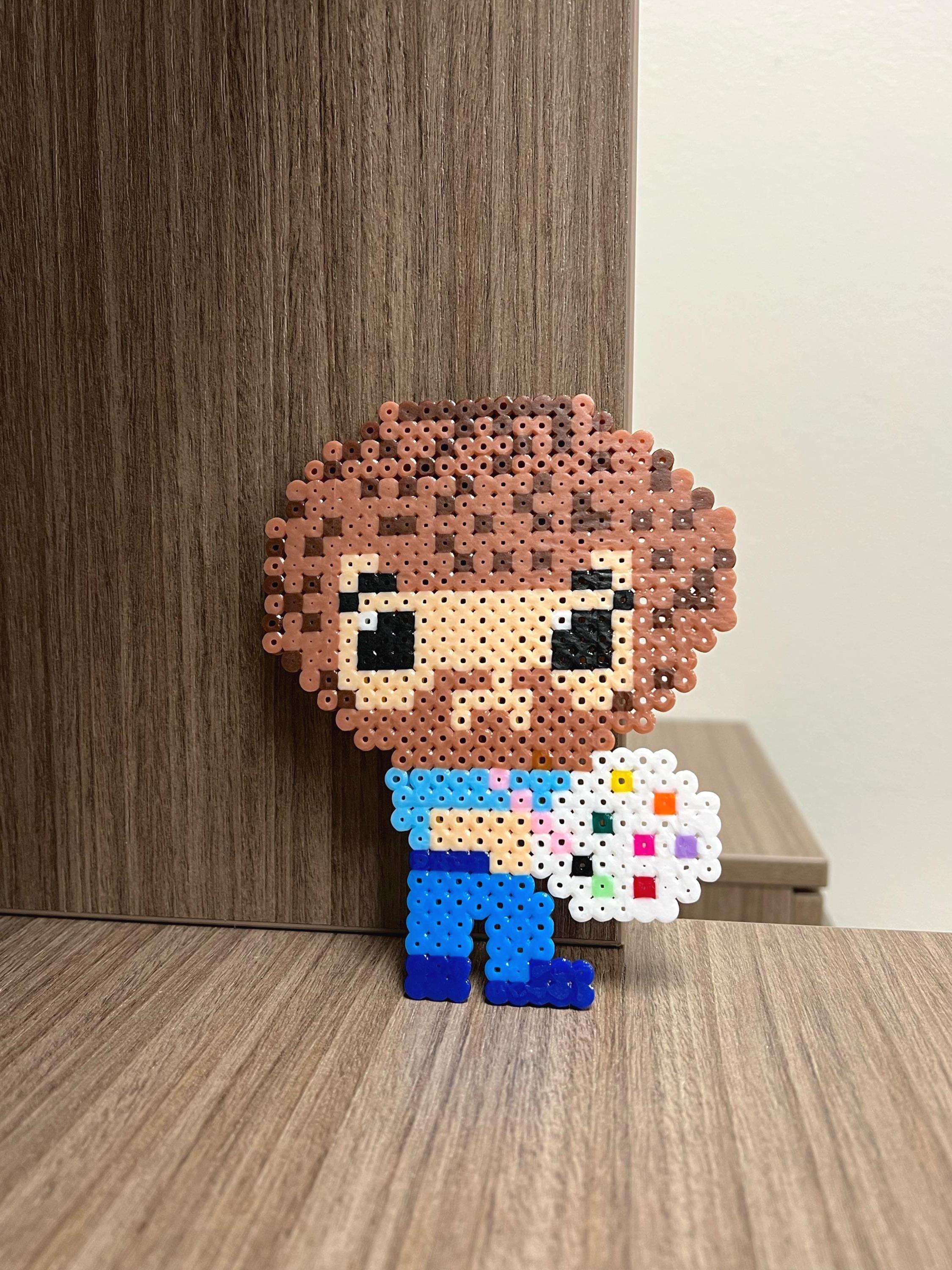 Bob Ross Perler Art | Pixel Style Bead Figure | Handmade 8-bit Inspired ...