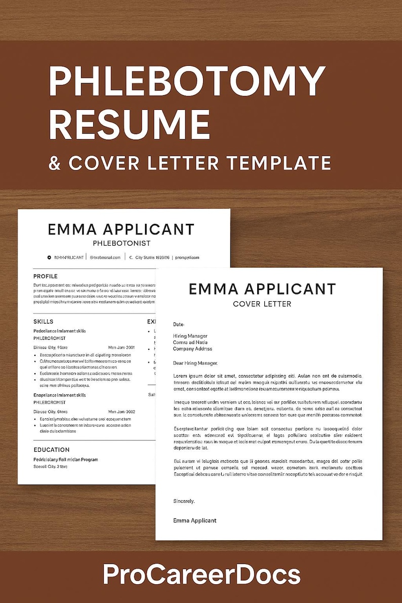 Phlebotomy Resume Template | Entry-level | Editable Cover Letter | Ats ...
