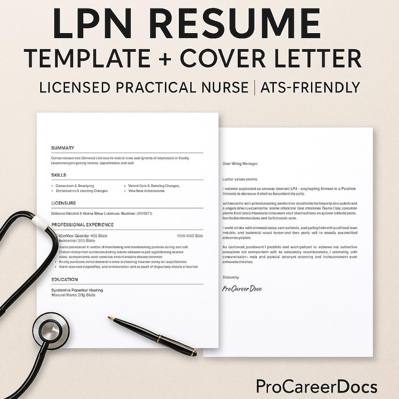 LPN Resume Template + Cover Letter | Licensed Practical Nurse | Ats ...