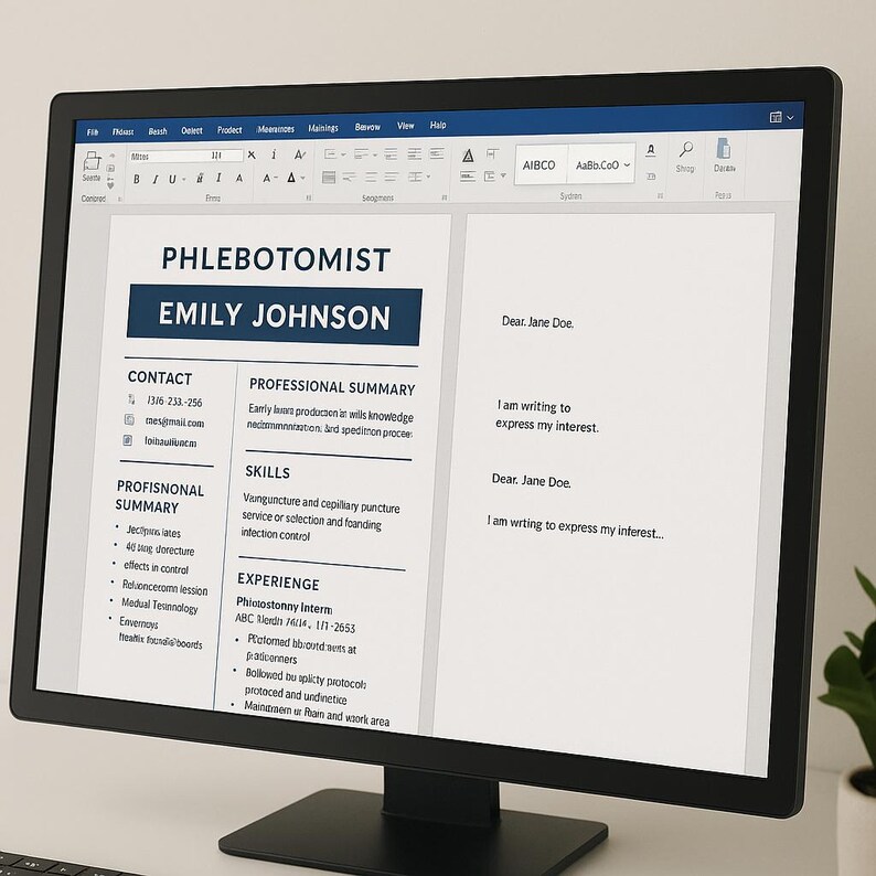 Phlebotomy Resume Template | Entry-level | Editable Cover Letter | Ats ...
