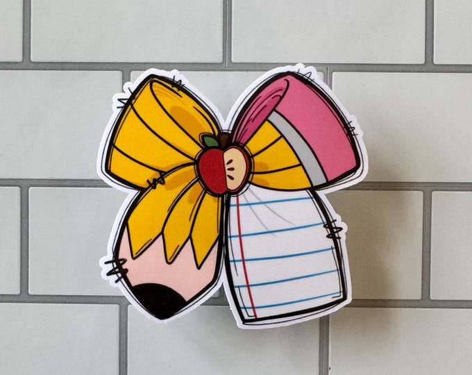 Teacher Bow Sticker | Cute Pencil Bow | Vinyl Sticker | Back to School ...