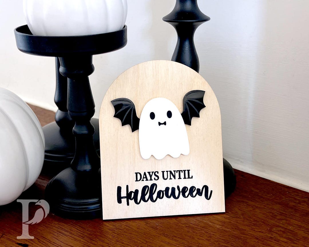 Mini Halloween Countdown Sign – Bat Wing Ghost – Days Until Halloween ...