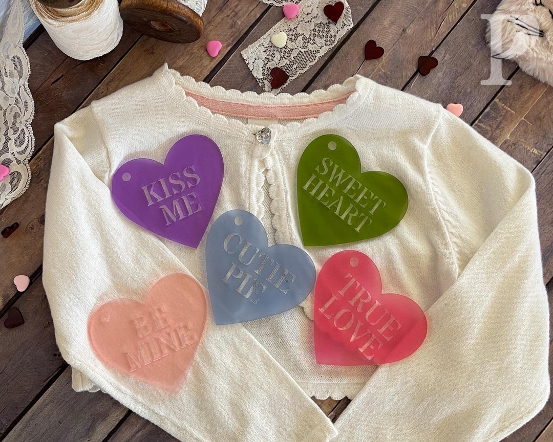 Valentine’s Day Acrylic Gift Tags – Personalized Valentine Candy Hearts ...
