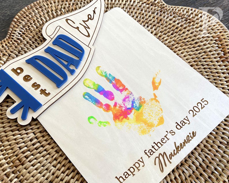 Letrero personalizado con huella de mano para papá: el mejor regalo ...
