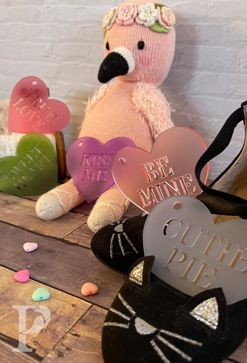 Valentine’s Day Acrylic Gift Tags – Personalized Valentine Candy Hearts ...