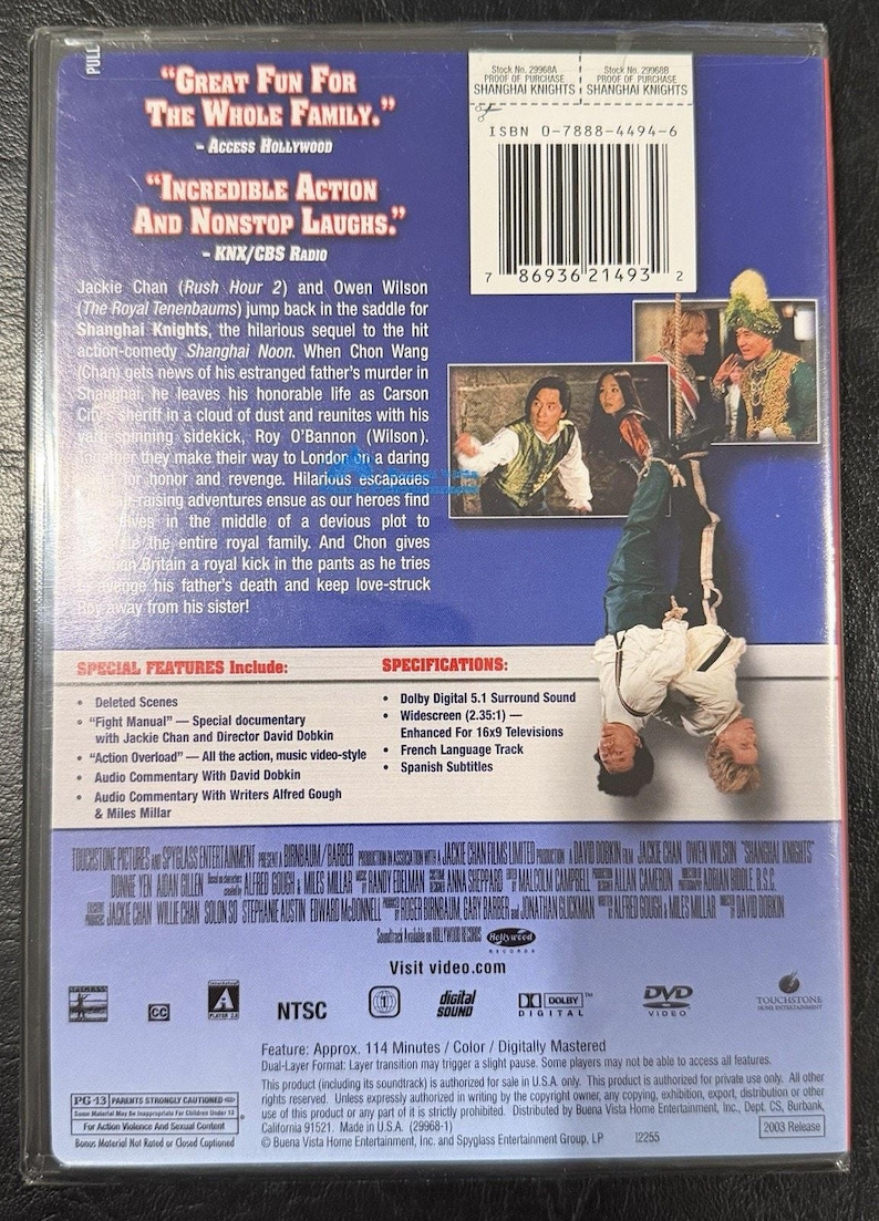 DVD Shanghai Knights 2003 Touchstone Pictures Jackie Chan Owen Wilson ...