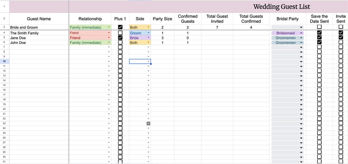 Wedding Guest Template - Etsy