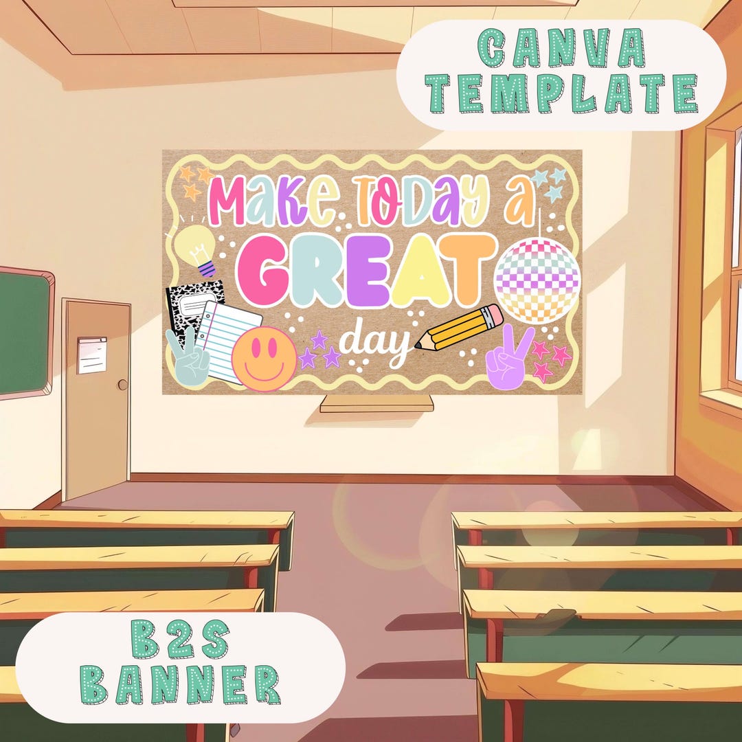 Back to School Painted Banner Template: Digital Design (canva Template ...