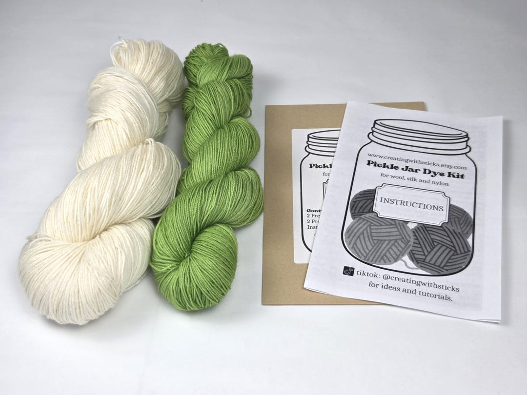 Green Apple Yarn Dye Kit, Dye Your Own Wool, Hand Dyed Yarn, Pickle Jar ...