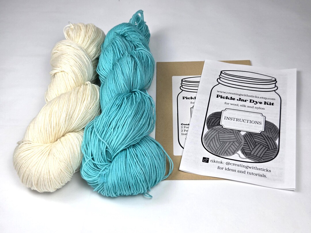 Aqua Yarn Dye Kit, Dye Your Own Wool, Hand Dyed Yarn, Pickle Jar Dye ...