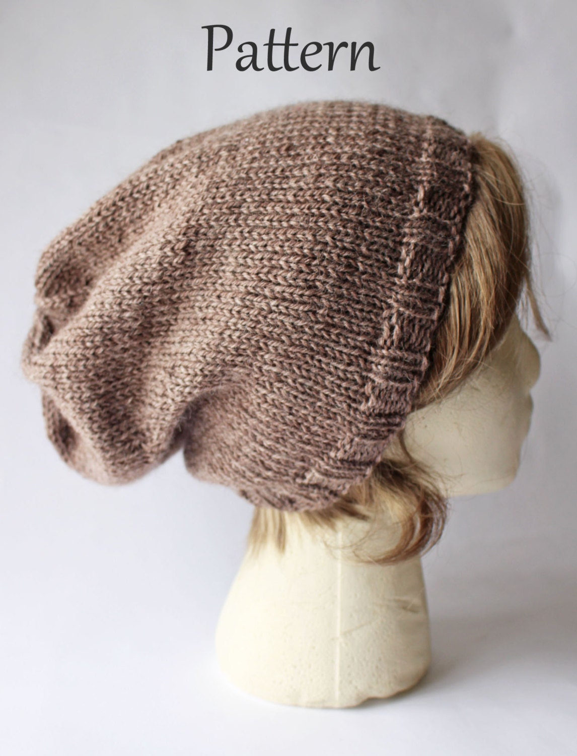 Simply Slouchy Hat Knitting Pattern Knit Beanie Pattern | Etsy
