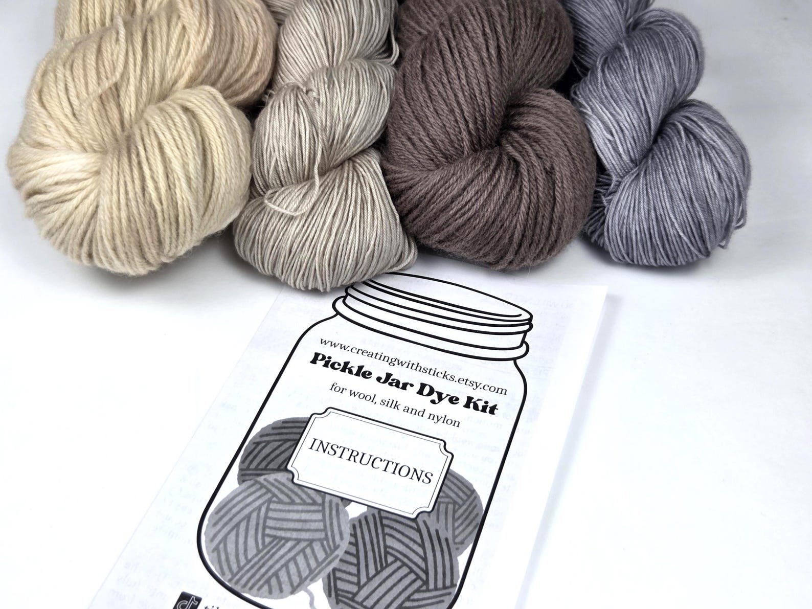 Sage Green Yarn Dye Kit, Dye Your Own Wool, Hand Dyed Yarn, Pickle Jar ...