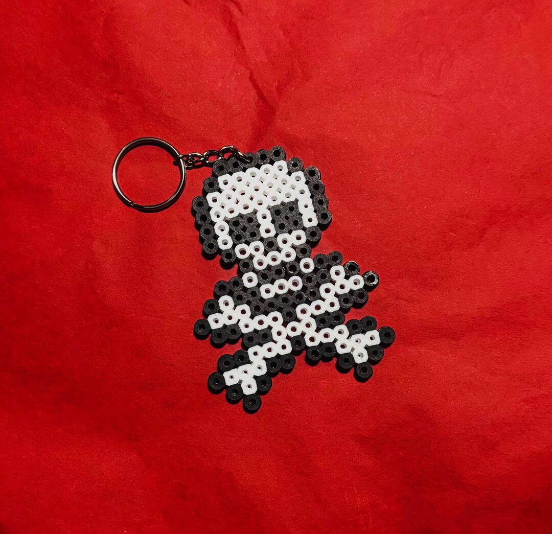 Skull and Bone Perler Bead Keychain/magnet - Goth/emo/alt Bag Decor ...