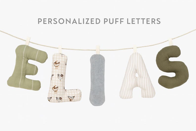 Custom Puff Name Sign – Personalized Nursery Wall Décor – Handmade ...