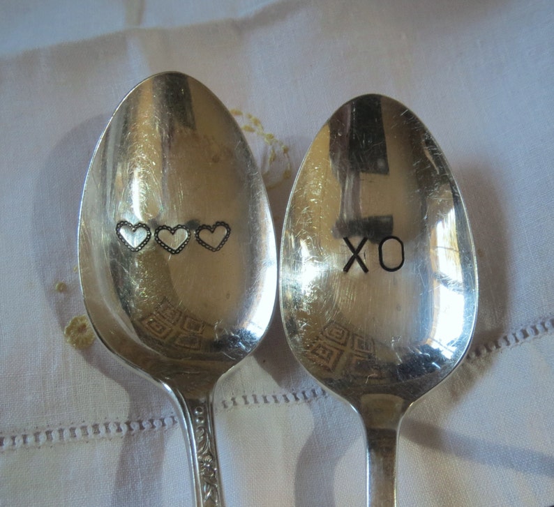 Hand Stamped Vintage Silverplate Spoon: Wedding Table Decor - Etsy