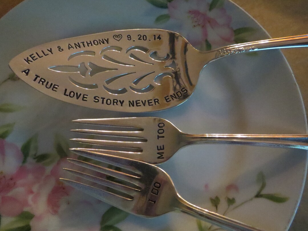 Vintage, Custom Silverplate Cake Server, Hand Stamped, Wedding ...