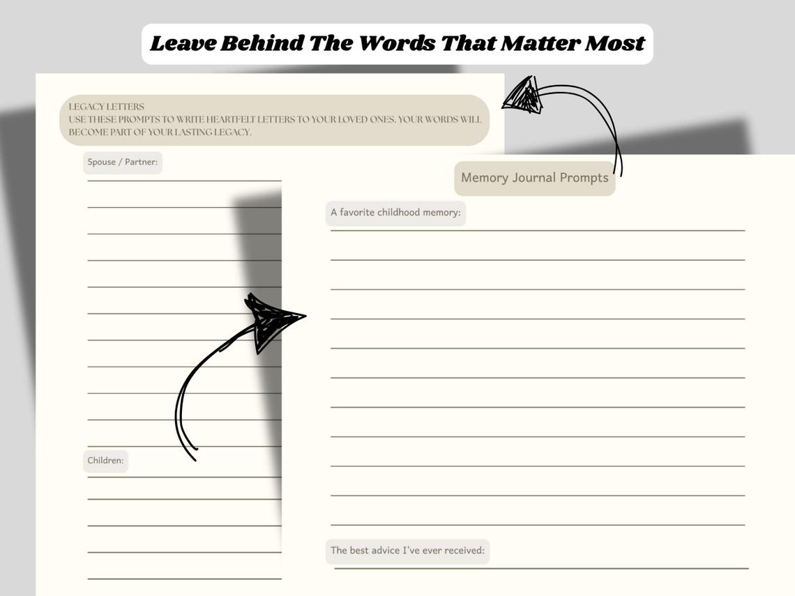 Guided Legacy Writing Journal: Family Memory Keepsake (printable PDF ...