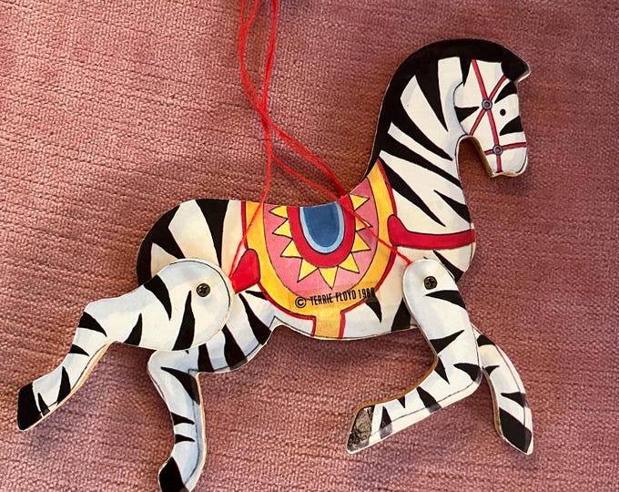 Terrie Floyd 1988 Walking Zebra Pull Toy Carousel Animal Zebra Hanging ...
