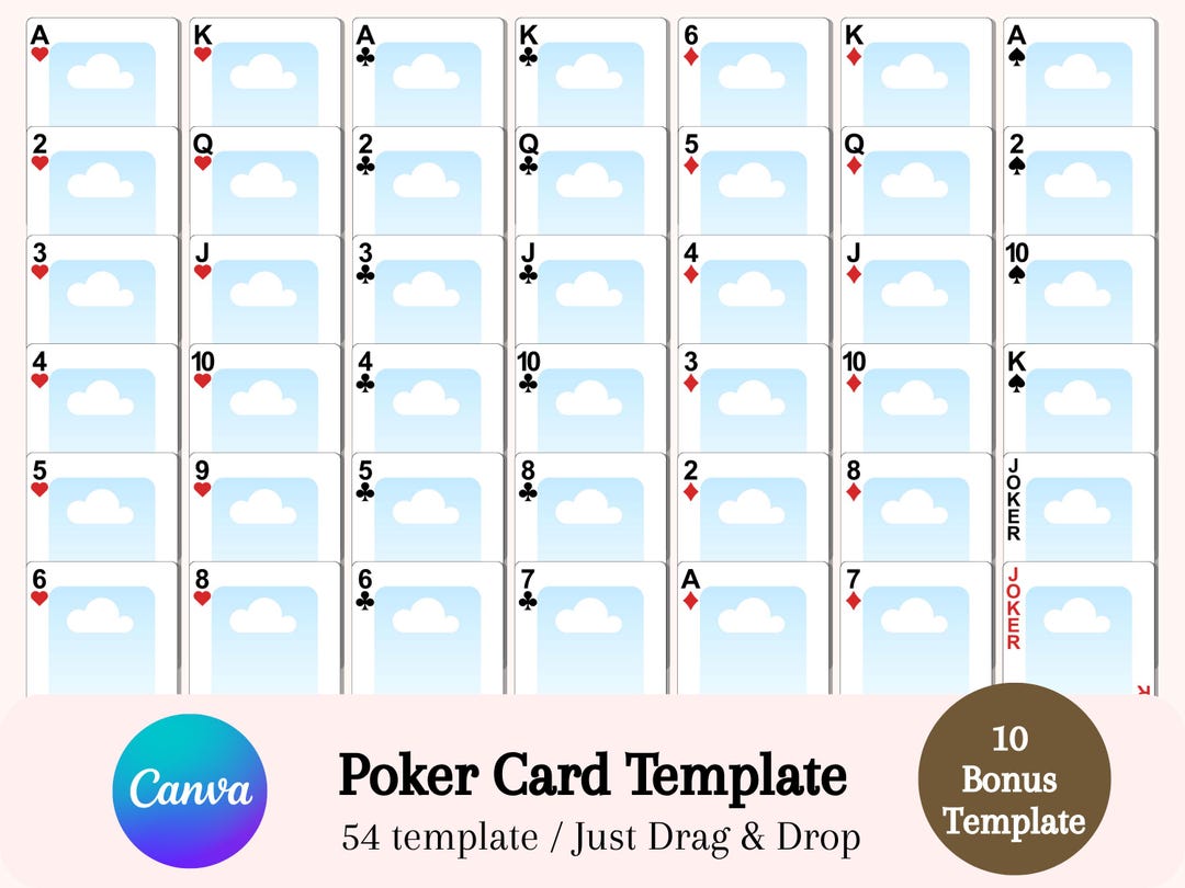 Editable Poker Card Template, Photo Insert, Canva Design (digital ...