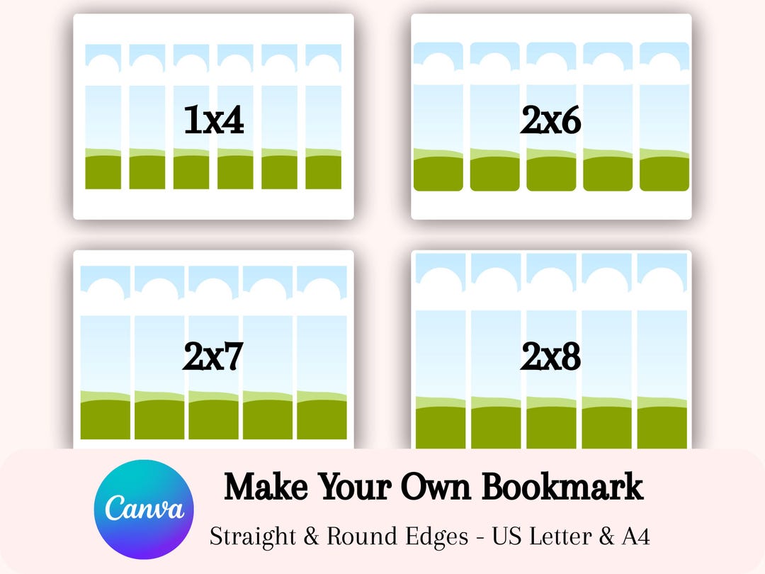 Bookmark Canva Template Bundle, Editable Printable Bookmark Frames ...