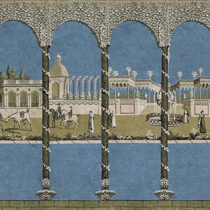 Hand-painted Neoclassical Garden Mural Wallpaper | Custom Pompeian ...