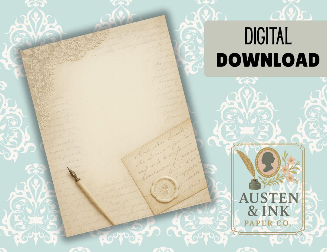 Vintage Stationery, Printable Stationeryjane Austen Stationery Set ...