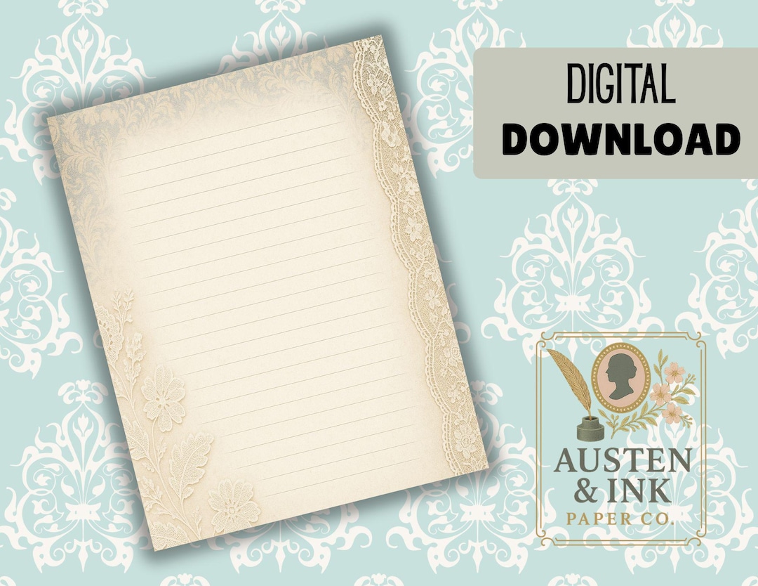 Printable Regency Style Wallpaper Lace Stationery, Jane Austen Inspired ...
