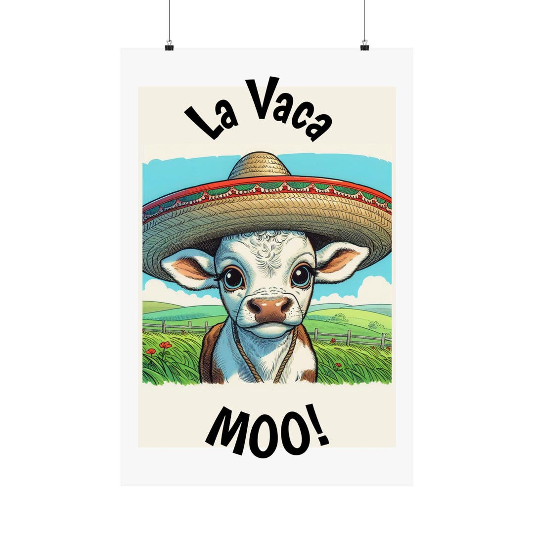 Whimsical Cow Art Print, La Vaca Moo, Farmhouse Decor - Etsy
