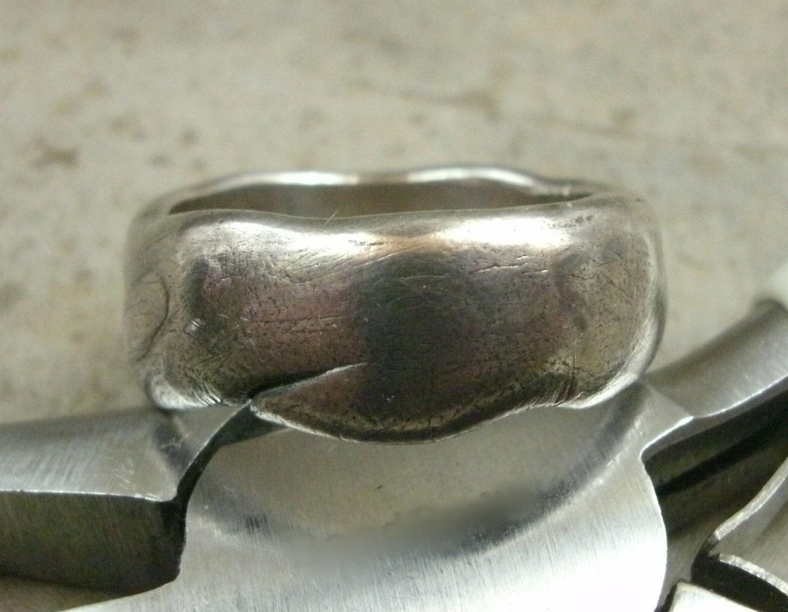 Rock Ring in Fine Silver- Primitive Wedding Band- Stone- Organic ...