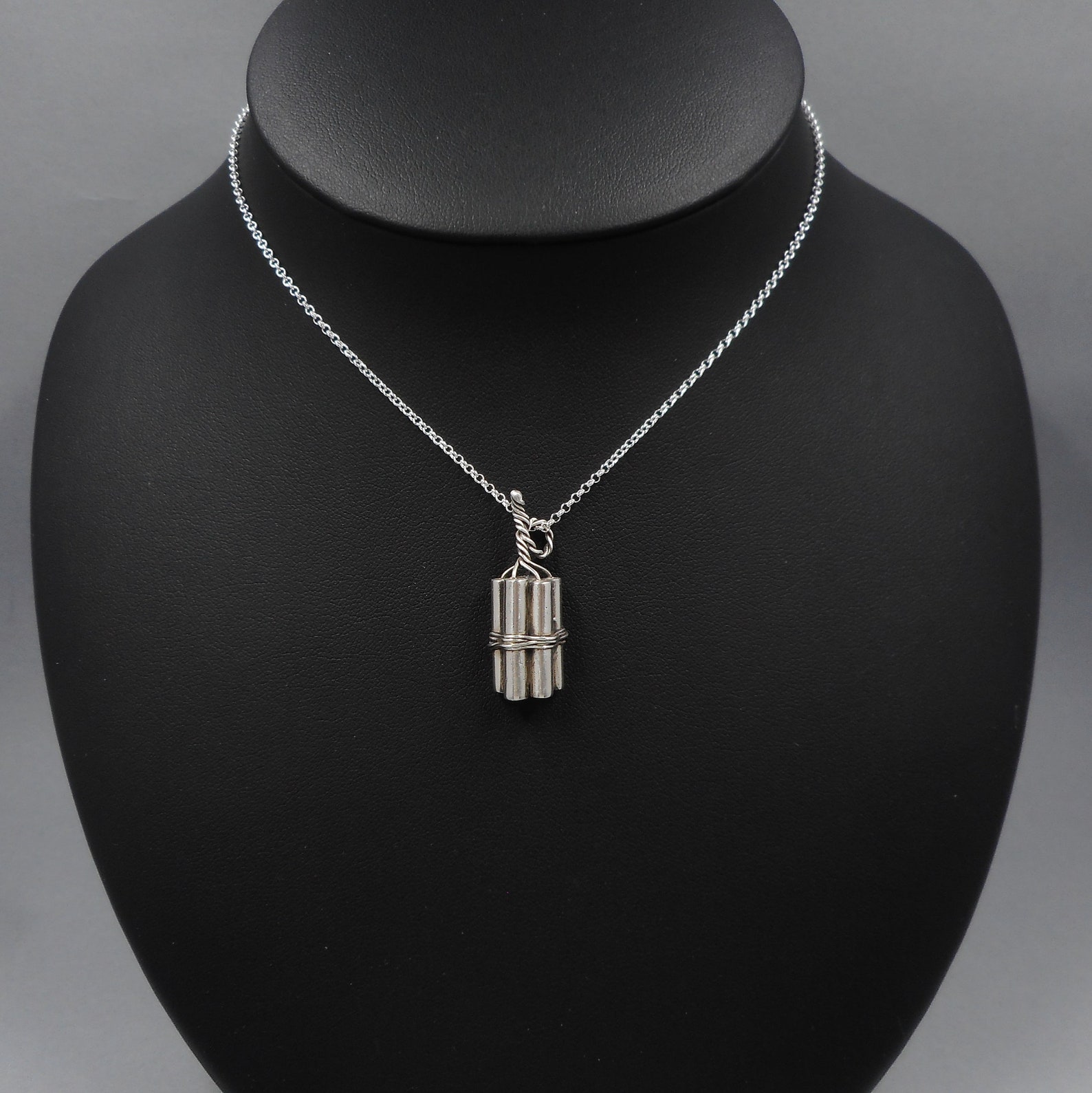 Dynamite Necklace TNT Silver Pendant Demolition Expert PMC Fine Silver ...