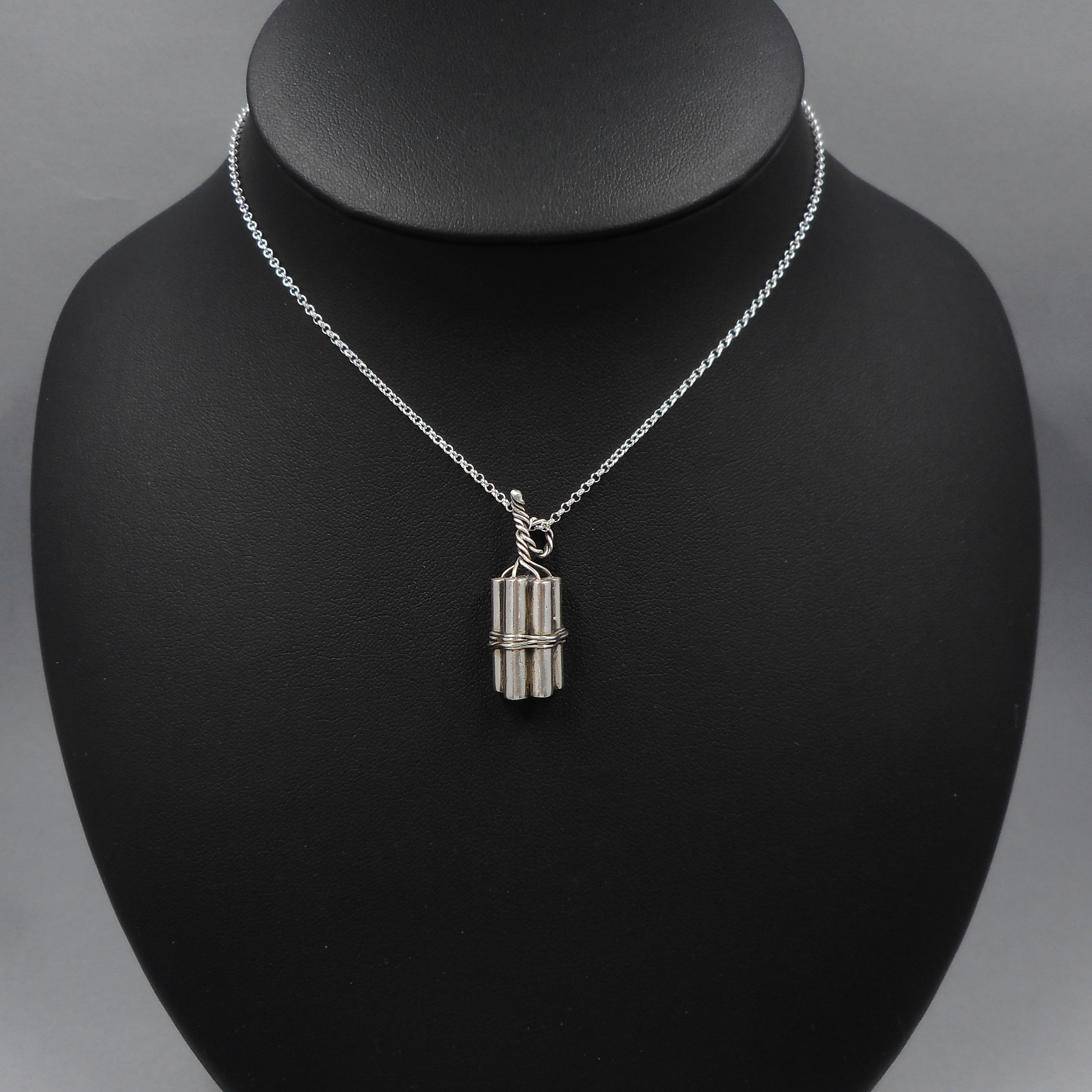 Dynamite Necklace TNT Silver Pendant Demolition Expert PMC Fine Silver ...