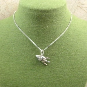 Rocketship Necklace Fine Silver Pendant Spaceship Necklace - Etsy