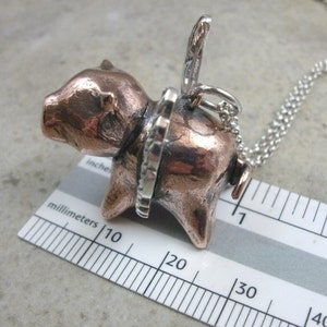 Flying Pig Fine Silver & Copper Necklace- When Pigs Fly Jewelry- Wing ...