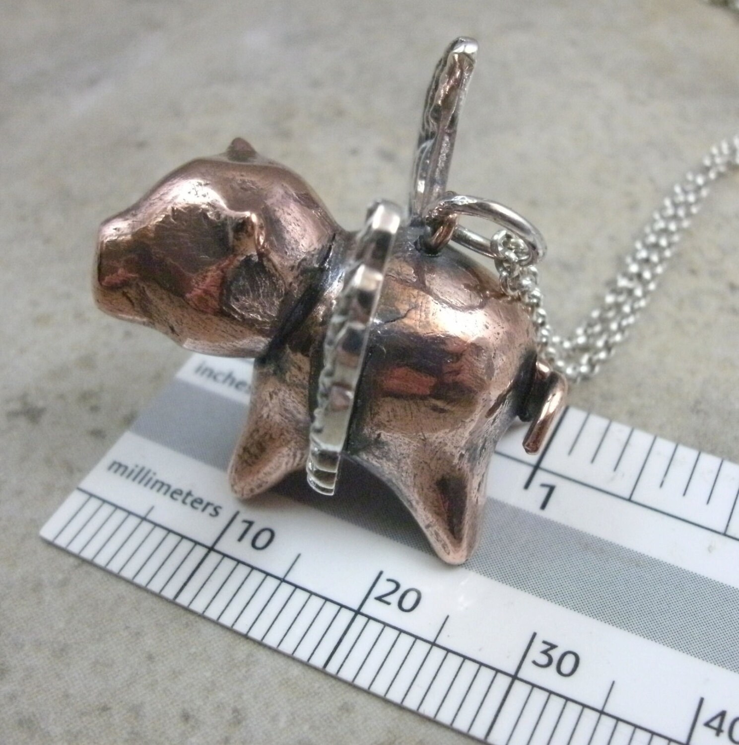 Flying Pig Fine Silver & Copper Necklace- When Pigs Fly Jewelry- Wing ...