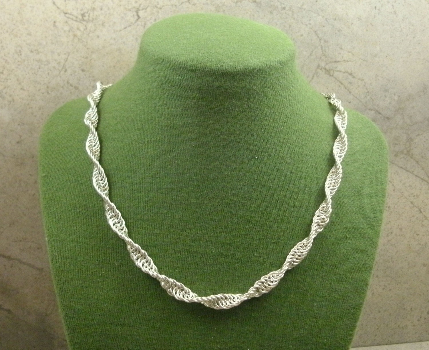 Spiral Chainmaille Sterling Silver Necklace- DNA Jewelry- Sterling ...