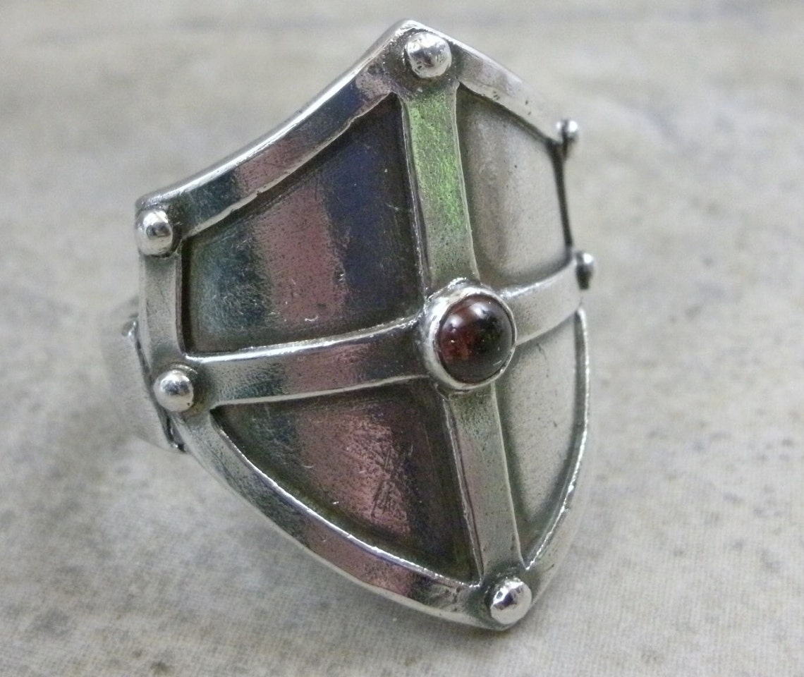 Medieval Shield Ring Fine Silver- Renaissance Jewelry- Medieval Shield ...