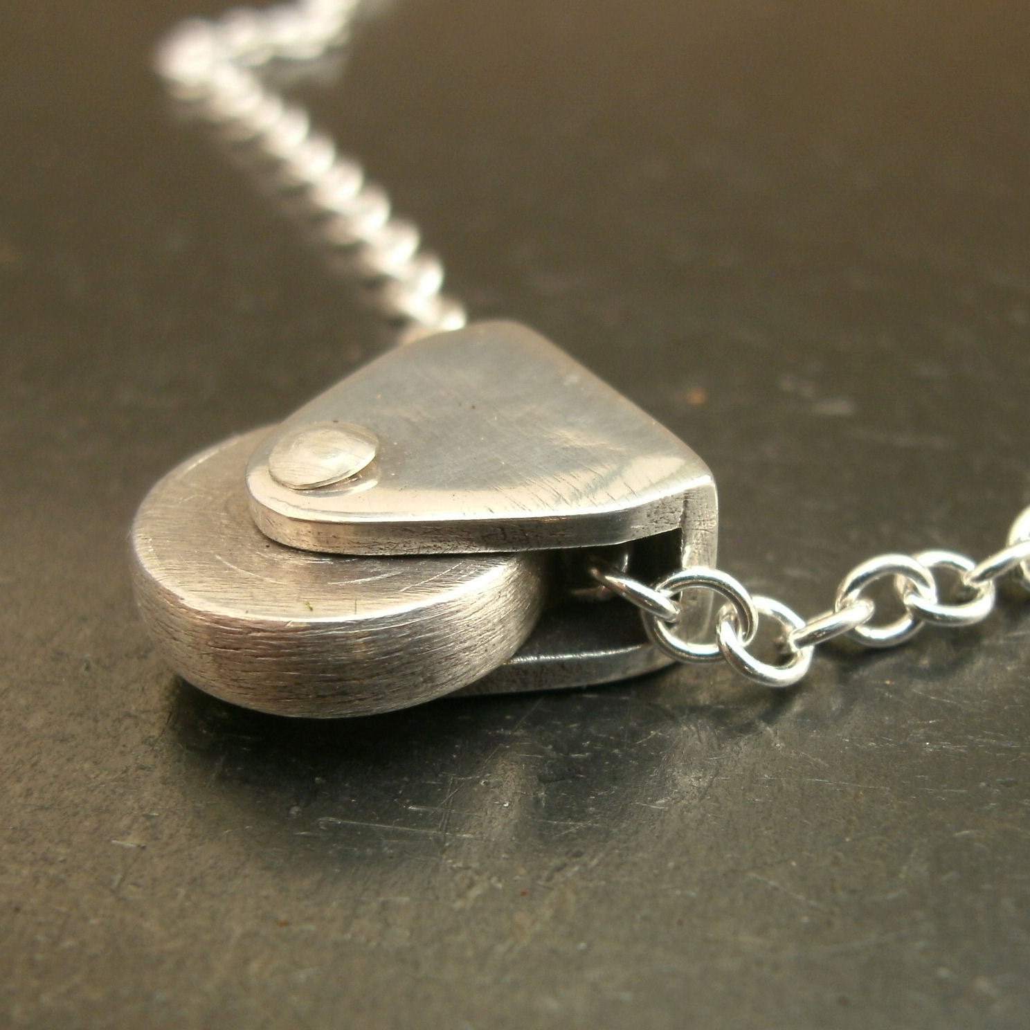 Pully Necklace Kinetic Jewelry- Sterling Silver Necklace- Industrial Jewelry- Pulley Pendant ...