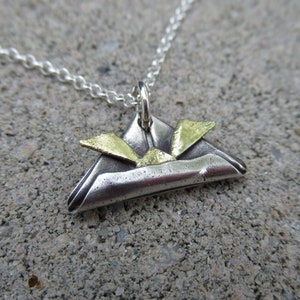 Samurai Helmet Origami Necklace- Fine Silver & 22k Gold Pendant ...