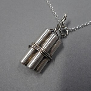 Dynamite Necklace- TNT Silver Pendant- Demolition Expert- PMC Fine ...