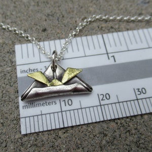 Samurai Helmet Origami Necklace- Fine Silver & 22k Gold Pendant ...