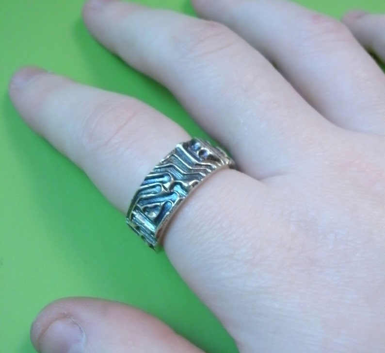 Circuit Board Fine Silver Ring- Cyberpunk Jewelry- Computer Circuit ...